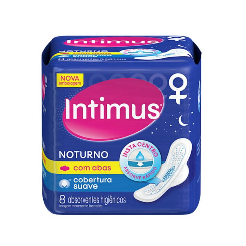 Absorvente Intimus Noturno Cobertura Suave com Abas com 8 unidades ...