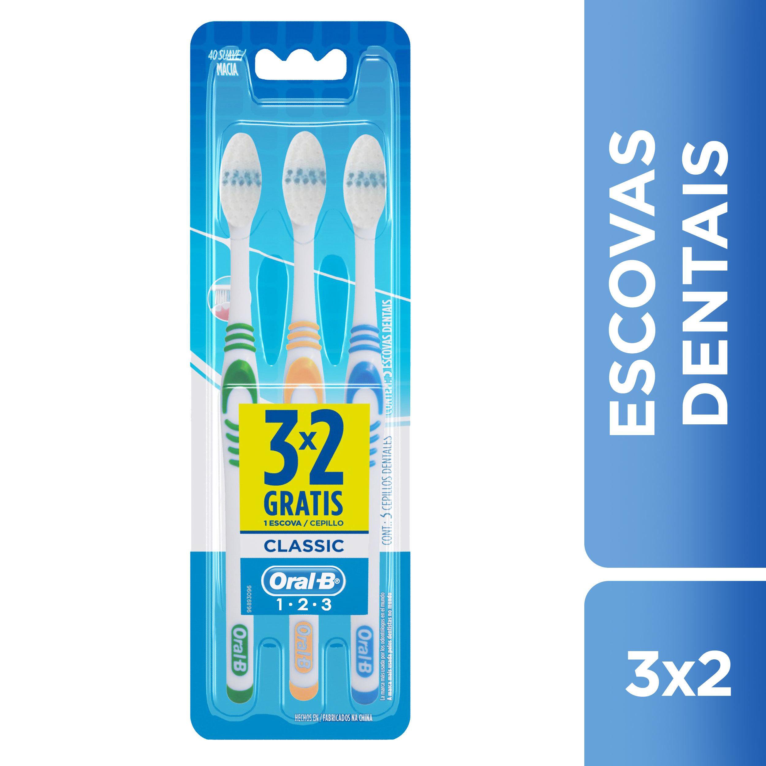 Kit com 3 Escovas Dentais Oral-b Classic - Pense Farma Kit com 3 Escovas Dentais Oral-b Classic - Pense Farma