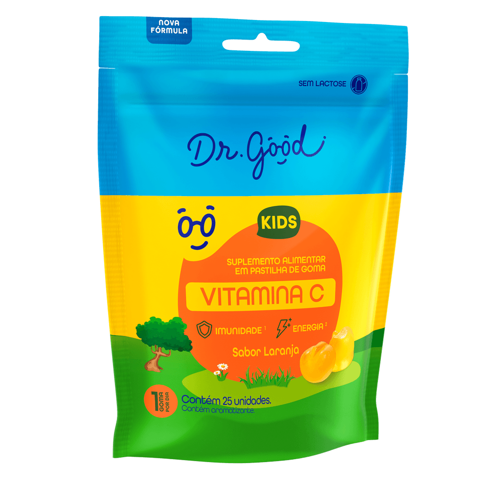 Dr. Good Pastilha Vitamina C Kids Sabor Laranja com 25 Gomas - Pense Farma Dr. Good Pastilha Vitamina C Kids Sabor Laranja com 25 Gomas - Pense Farma
