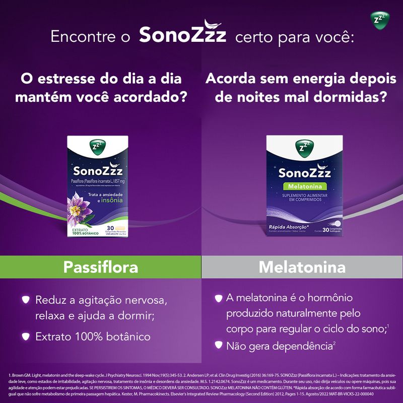 SonoZzz Melatonina 30 Comprimidos - Pense Farma