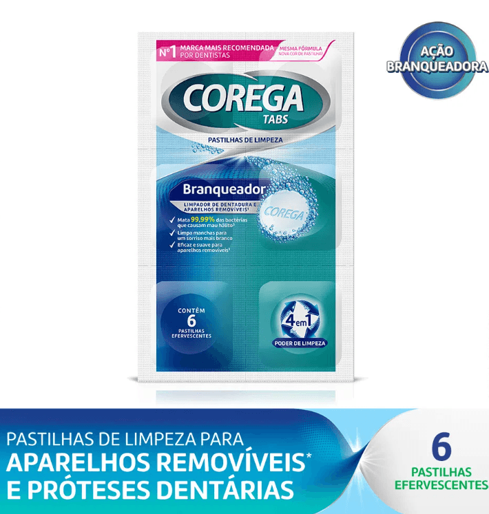 Corega Tabs Branqueador com 6 Efervescente - Pense Farma
